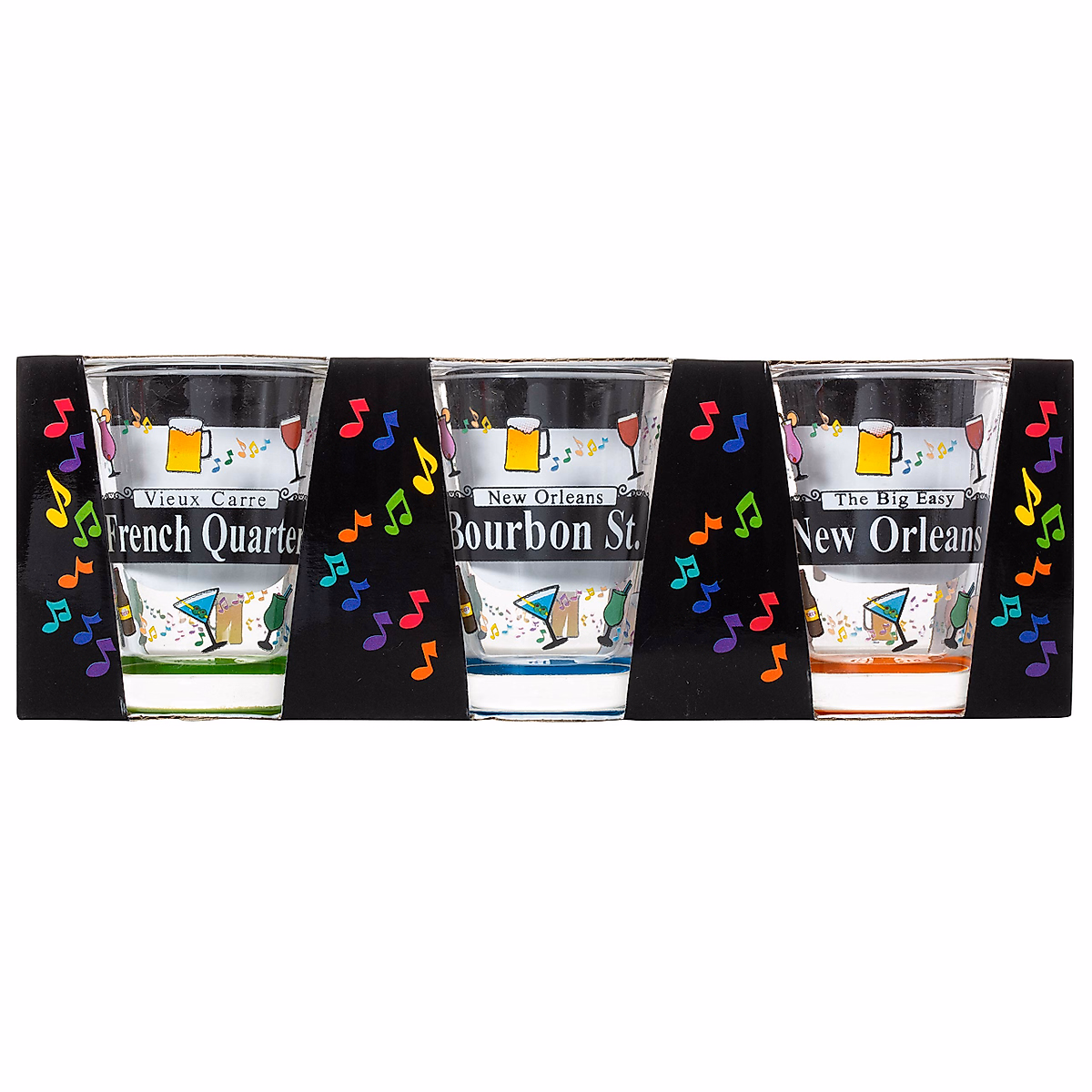 Set of 3 New Orleans Street Sign Mardi Gras Souvenir Shot Glasses