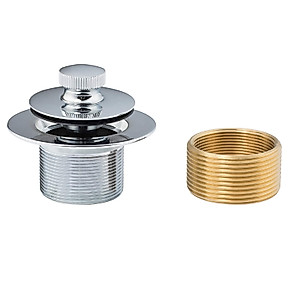 Artiwell Lift & Turn Tub Trim Set with Two-Hole Overflow Faceplate, All Brass Bathtub Conversion Kit Assembly with 2-Hole Overflow Face Plate and Universal Fine/Coarse Thread (Chrome Plated)