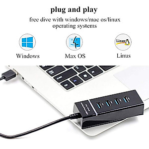 USB 3.0 Extender, 4 Ports USB 3.0 Hub Adapter,USB 3.0 HUB Splitter Compatible for USB Flash Driver, Laptop,Keyboard,Notebook PC,Mouse,Table,Printer,MacBook Air/Pro/Mini (28CM Extended Cable)