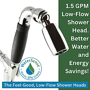 High Sierra Showerheads® - Handheld RV Shower Head with Hose and On Off Switch (Plumbing Code Compliant) - Solid Metal – Includes 72” Metal Hose with Silicone Inner Tube and Holder - 1.5 GPM - Chrome