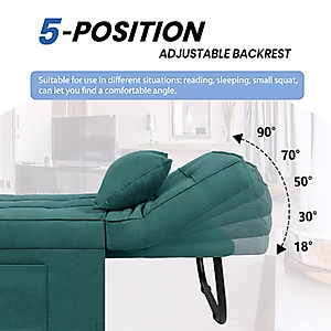 Polar Aurora Ottoman Sofa Bed 4 in 1 Multi-Function Folding Sleeper Chair Bed Adjustable Recliner for Living Room (Green)
