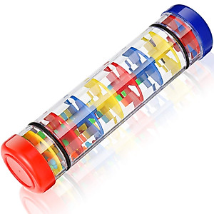 Skylety 8.3 Inch Rain Stick Rainmaker for Baby Toddler Rattle Tube Shaker Sensory Auditory Musical Instrument Plastic Rainstick Toy for Boys and Girls
