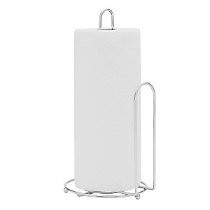 Free-Standing Paper Towel Holder with Easy-Tear Arm (Chrome), by Home Basics | Countertop Paper Towel Holder with Non-Skid Feet | Kitchen Paper Towels Holder
