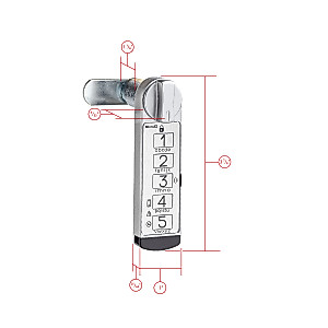 MicroIQ Electronic Cabinet Lock for Doors, Drawers, Lockers, Touch Keypad for Keyless Entry, Keyed Cam Lock Replacement, Knob on Top Vertical, Brushed Silver