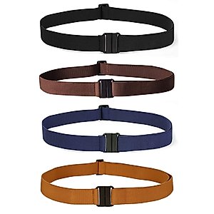 JASGOOD 4 Pack Invisible Women Stretch Belt No Show Elastic Web Strap Belt with Flat Buckle for Jeans Pants Dresses