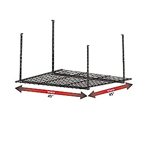 Hyloft 00625 45-Inch x 45-Inch Overhead Steel Garage Storage System, Adjustable Ceiling Mount Storage Rack, Hammertone