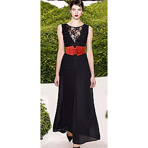 CHIC DIARY Waist Belt Women's Thick Stretchy Retro Chunky Buckle Belts Wide Leather Cinch Belts For Jeans Dresses Pants (Red, One Size)