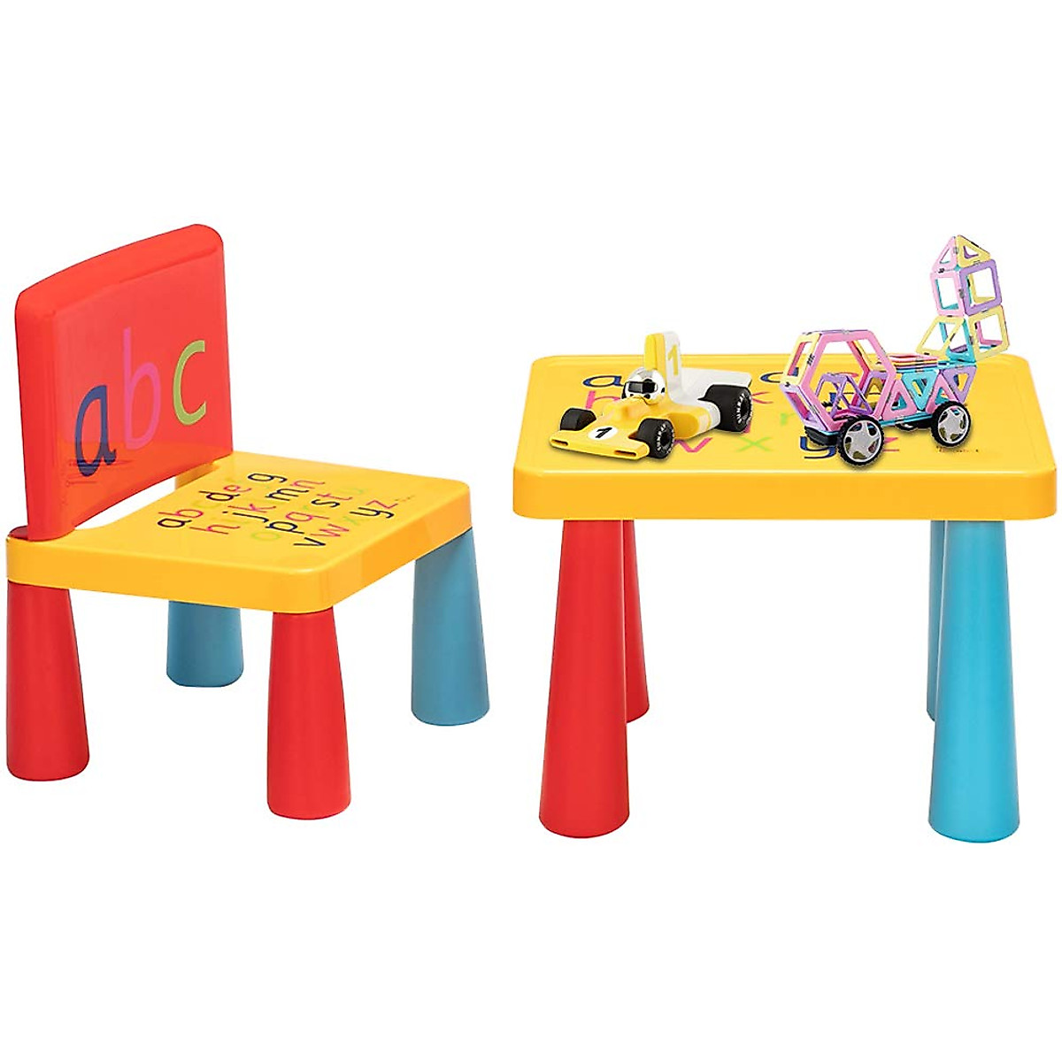 Plastic Children Desk Table and Chair, One Table and One Chair, Reduced Version Mushroom Leg, (16 x 14 x 12) inches