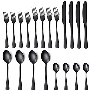 RBG Essentials Heavy-duty Stainless Steel Utensils Flatware Set, 20-piece Black Silverware Cutlery Set