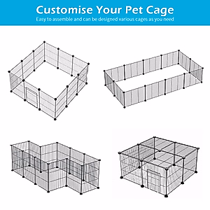 CheeFun Guinea Pig Cages: 8 Sq Ft Expandable Small Animal Cage for Rat Rabbit Ferret Bunny Chinchilla Hedgehog Lizard Indoor Outdoor - 12pcs Pet Panels (Black)
