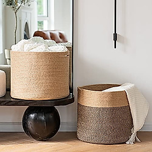 Goodpick Jute Rope Basket with Handles for Toys (Set of 2)