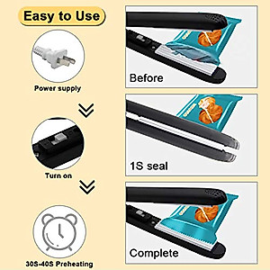 Bag Sealer,Chip Bag Sealer,Heat Sealer,Bag Sealer Heat Seal,TCDO Handheld Bag Sealer for food Storage,Portable Sealer Machine for Plastic Bags,Snack Bags,Vacuum Food Bag (Dark Black)