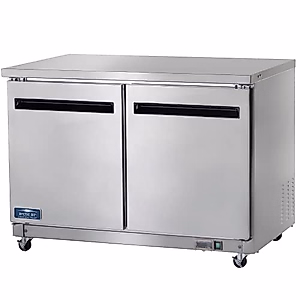 Arctic Air AUC48F 48" Two Section, Two Door Worktop Undercounter Freezer - 12 Cubic Feet, Silver, 115v
