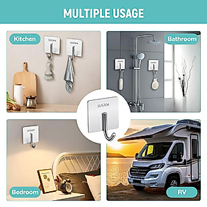 jitaty Wall Hooks for Hanging,Stainless Steel Towel Hooks for Bathrooms Kitchen,Adhesive Hooks for Walls No Damage,Waterproof Shower Hooks for Inside,Heavy Duty Shower Coat Hook (A-12PC)