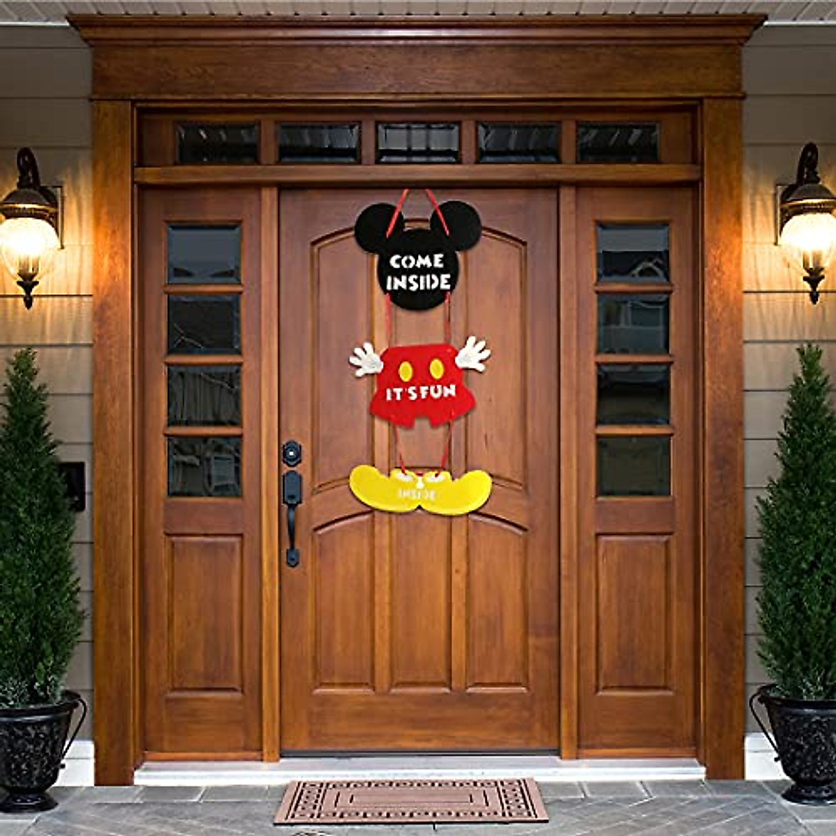 HIPEEWO Mickey Themed Mouse Party Supplies - Mickey Decorations Include Backdrop, Welcome Hanger, Banner, Topper, Tassel, Tablecloth, Balloons Garland Arch, for Mickey Birthday Party Decorations