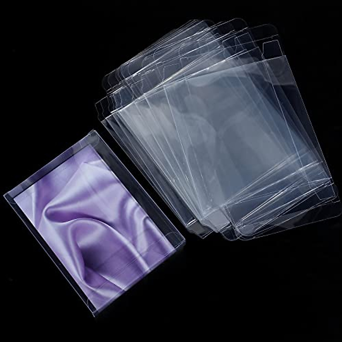 100 Pack Clear Favors Boxes Plastic Gift Boxes Transparent Crystal Photo Greeting Card Storage Box Clear Fold Wrap Boxes Case for A2 Paper Envelope Letter Packaging, 4.5 x 1.0 x 5.9 Inch