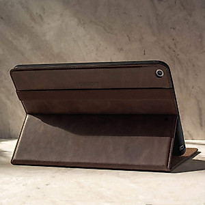 TORRO Case Compatible with iPad 9th, 8th & 7th Generation (10.2”) – Genuine Leather iPad 10.2 Case with Stand and Wake/Sleep Function (Dark Brown)