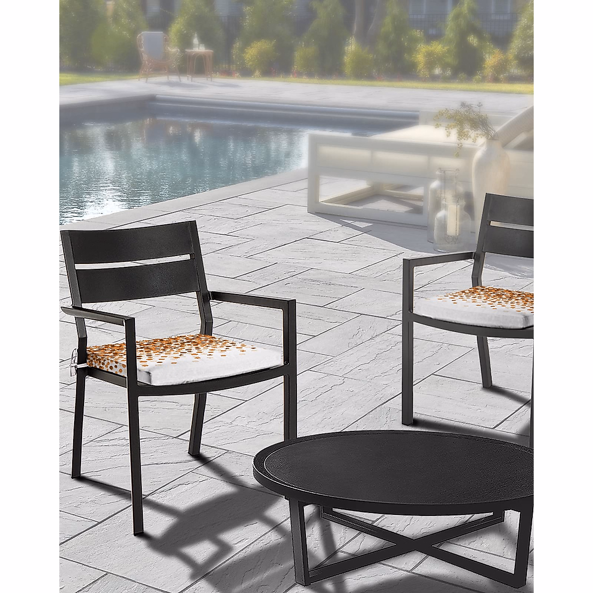 Patio Cushion Covers, Orange Brown Ombre Outdoor Cushion Covers Waterproof Seat Cushion Slipcovers, Modern Round Geometric Abstract Art Chair Cushion Cover for Garden Sofa Couch 22"x22"x4", 2 Covers