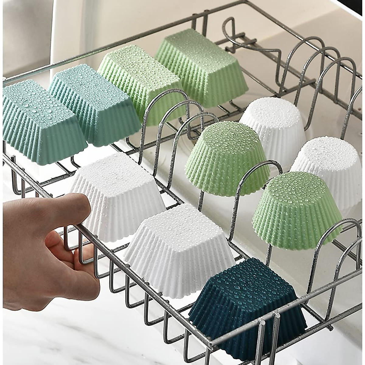 Dtzzou Silicone Cupcake Baking Cups 24 Pack Reusable & Non-stick Muffin Cupcake Liners 3 Shapes Cake Molds Sets for Party Supplies