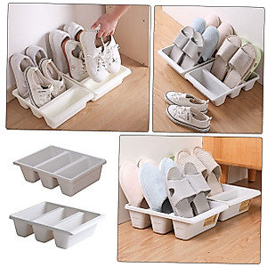 Cabilock 2pcs Storage Shoe Tray, Plastic Shoes Rack, Space-saving Shoe Organizer, No Assembly Required, Multifunctional