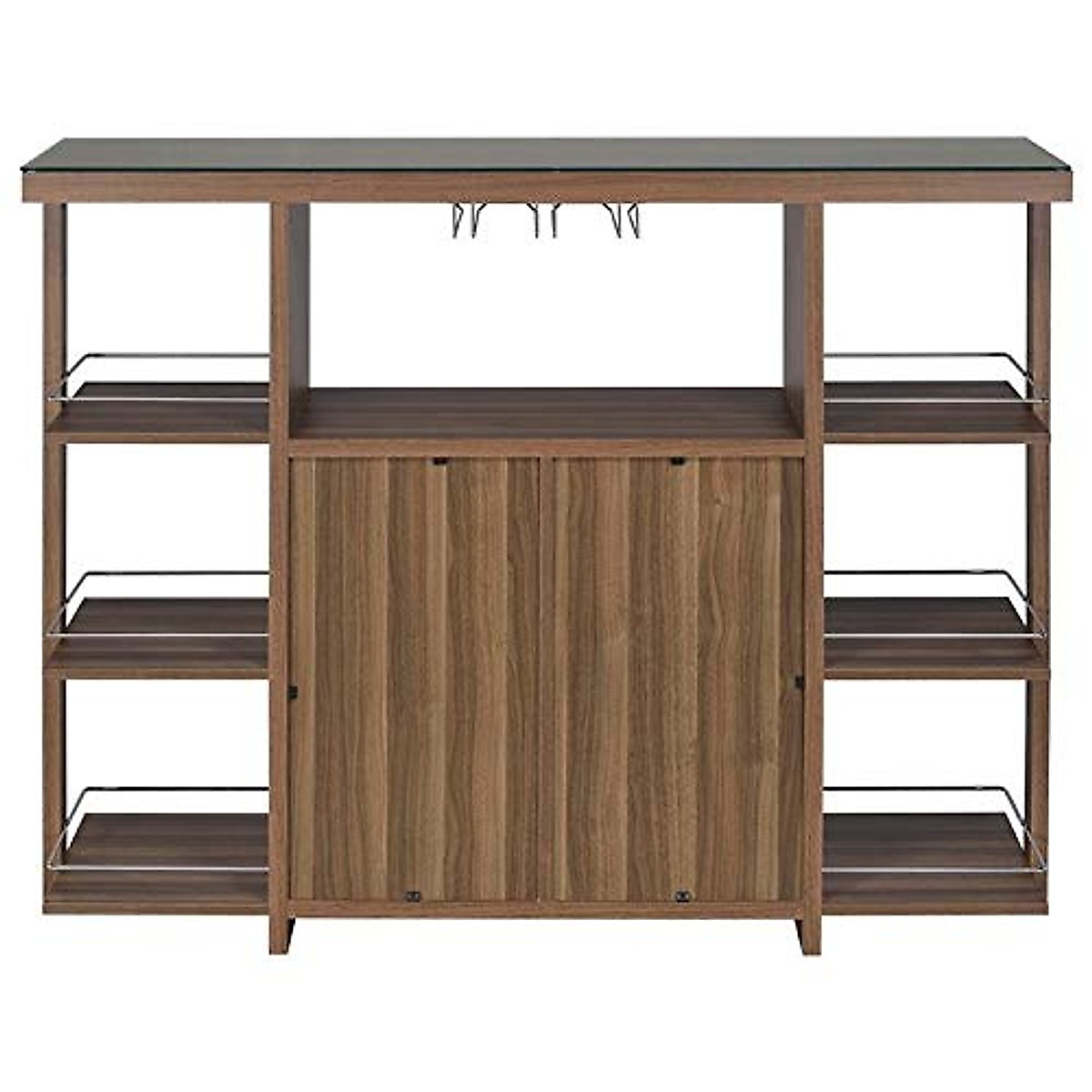 Stonecroft Furniture Modern Home Bar with Wine Storage in Walnut