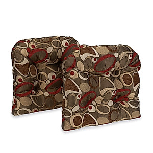 Klear Vu Gripper Overstuffed Universal Non-Slip Dining Chair Cushions for Kitchen Decor or Office Use, U-Shaped Skid-Proof Seat Pad, 17x17 Inches, 2 Count (Pack of 1), Brown