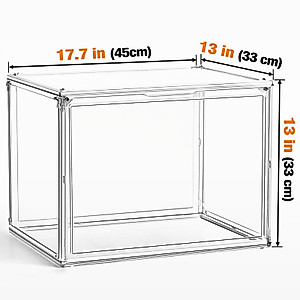 Extra Large Acrylic Display Case, XXX-Large Clear Shoe Box for Boot Shoe Boxes Sneaker Boxes Stackable Shoe Organizer with Magnetic Door