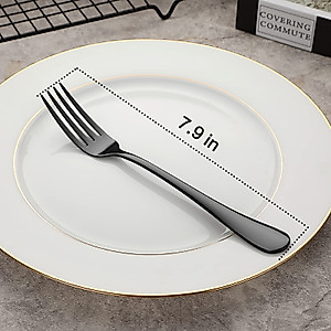 Devico Forks Set, Good Stainless Steel 10-piece Black Silverware Cutlery Reusable Dinner Forks