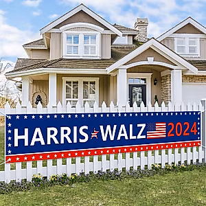 Probsin Harris Walz 2024 Banner 120" x 20" Support Kamala Harris Tim Walz for President VP Banner Yard Sign Party Supplies Photo Backdrop Poster Hanging Outdoor Gate Decor Fence Door Indoor Wall