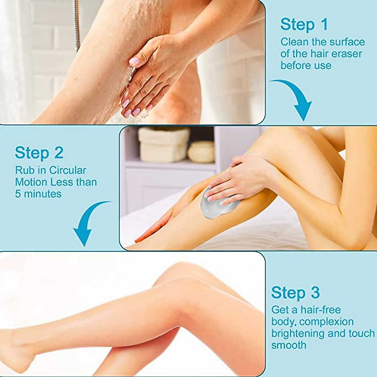 Crystal Hair Eraser for Women and Men- Reusable Crystal Hair Remover Magic Painless Exfoliation Hair Removal Tool, Magic Hair Eraser for Back Arms Legs