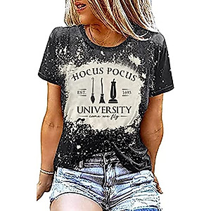 Come We Fly Halloween Shirt Hocus Pocus Tees Women Classic Halloween Movie Tshirt Sanderson Sisters Broom Fall Tops(X-Large,Dark Grey1)