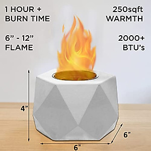 Atigrado Concrete Tabletop Fire Pit Bowl with Roasting Sticks - Mini Fireplace Indoor / Outdoor, Portable Table Top Smores Maker Firepit & Home Decor for Patio Bonfire, Campfire, Party, Birthday Gifts