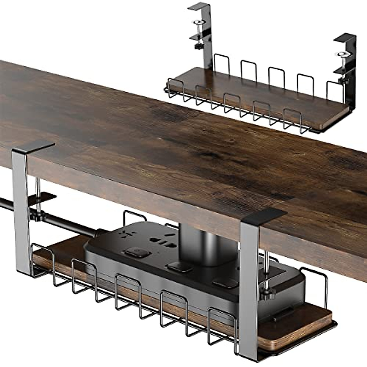 HOYRR Under Desk Cable Management, Under Table Wire Management Tray, Desk Wire Management Organizer, Cable Tray Under Desk, for Desk Office Computer Cable Rack, No Need to Drill Holes (Pack of 1)