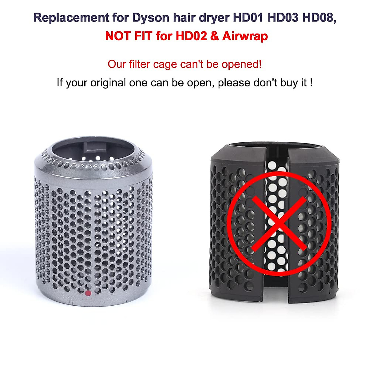 Hair Dryer Strainer Filter Mesh Compatible with Dyson Supersonic Hair Dryer HD01 HD03 HD04 HD08 Models, Filter Cover Cap Replacement Part with 32-in-1 Screwdriver Tool Kit (Silver Gray)