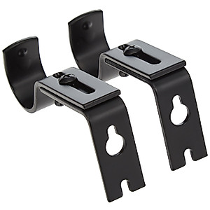 Amazon Basics Adjustable Curtain Rod Wall Bracket Hooks, Set of 2, Black