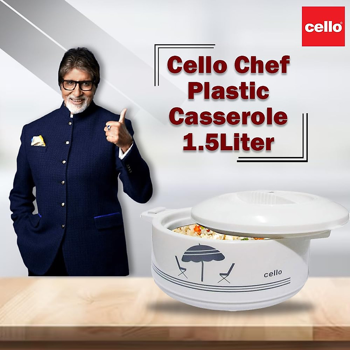 Cello CE-1.5L Chef Deluxe Hot-Pot Insulated 1.5 Litre Casserole Warmer/Cooler with hard thick base, 1500ml