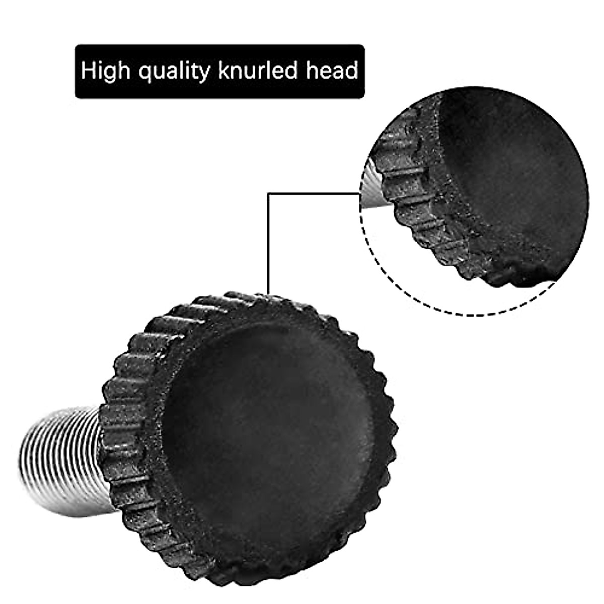 Piutouyar 16Pcs M6x15mm Male Thread Knurled Thumb Screw, Clamping Knobs Grip Thumb Screw on Type Round Head