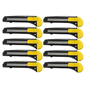 10 Bulk Utility Knives Box Cutters Snap Off Blades Black