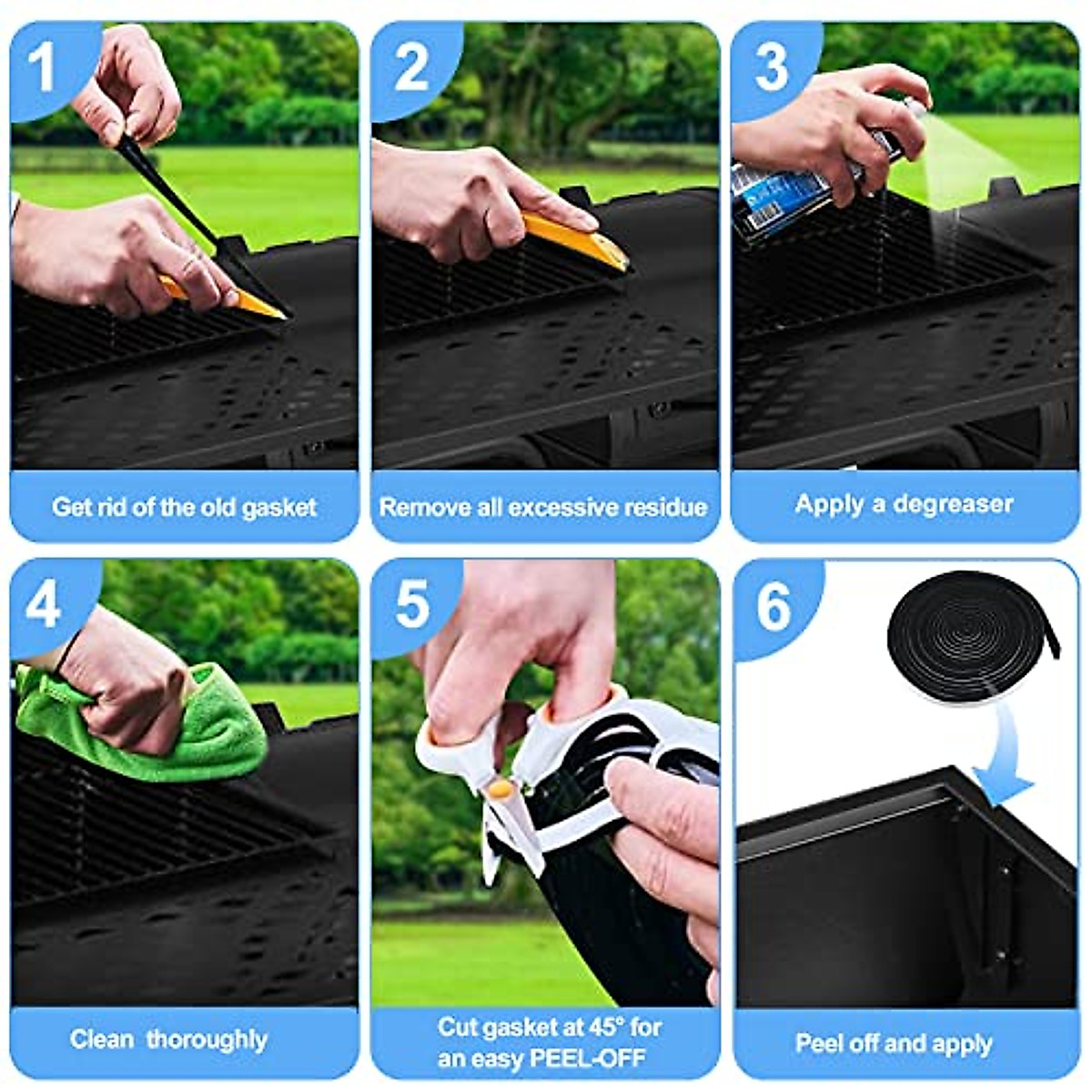 ChengFu Smoker Gasket, 0.6’’ Wide 0.2’’ Thick High Temp Seal Grill Gasket, Gasket Smoker Seal Self Stick Grill Tape 15 ft, Premium Polyacrylonitrile High Heat Grill Gaskets Tape for Smokers BBQ Lid