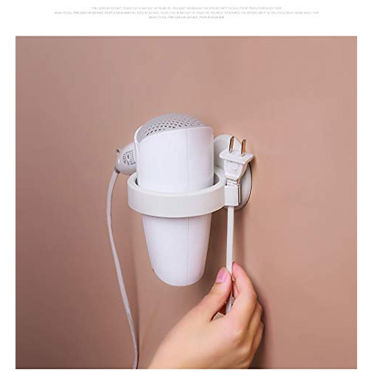 FREE Hair Dryer Holder,Wall Mounted Hair Tool Organizer , Blow Hair Dryer Holder，Hair Accessories Organizer, No Holes Hair Dryer Storage Rack for Bathroom Toilet (White)