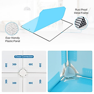 INFANS Children Wardrobe, Kid Closet Portable Baby Dresser Cute for Kids Bedroom Nursery Armoire with Doors 12 Cube 2 Hanging Sections, Kid Clothes Storage Organizer (Blue, 12 Cubes)