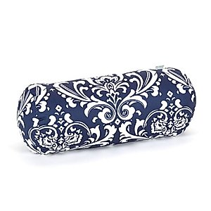 Majestic Home Goods Navy and White French Quarter Round Bolster, Blue