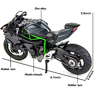 BDTCTK Compatible for 1:12 Kawasaki Ninja H2R Motorcycle Model,Model Motorcycle, Suspension and Free Roller, Toy Car, Motorcycle Collection, Gift Black