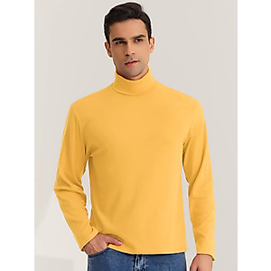 Lars Amadeus Men's Yellow Turtleneck Shirts Slim Fit Lightweight T Shirts Mock Basic Pullovers Medium