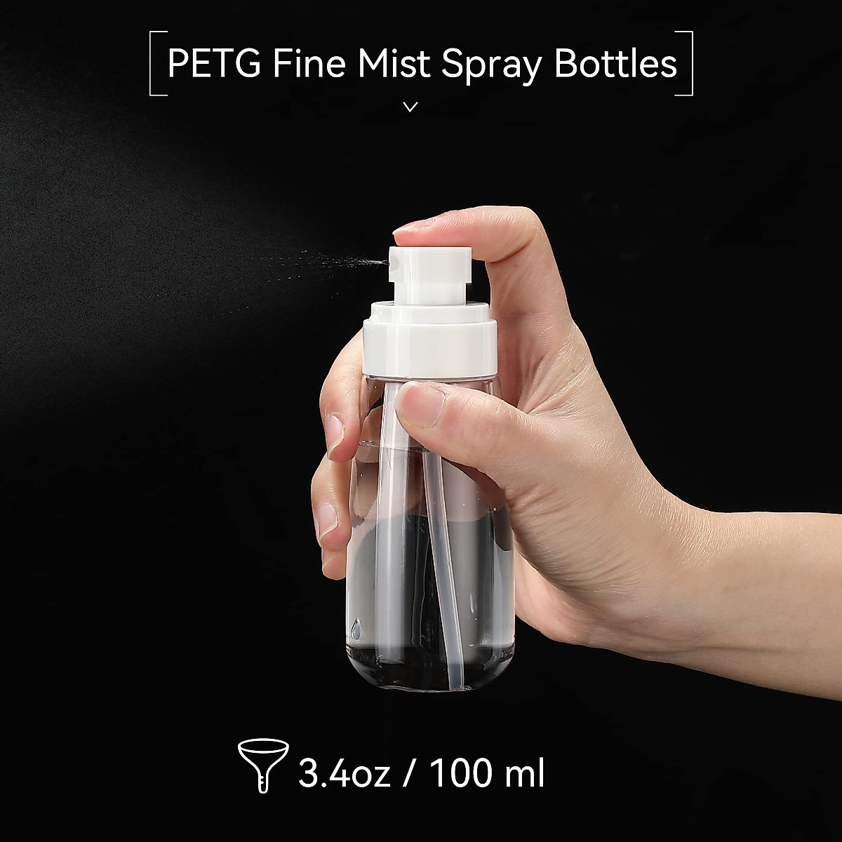 36 Pcs Small Spray Bottle 3.4 Oz/ 100 ml PETG Fine Mist Spray Bottles Hair Leak Proof Travel Size Spray Bottle Cute Mini Empty Cosmetic Refillable Travel Containers for Perfume with 40 Labels