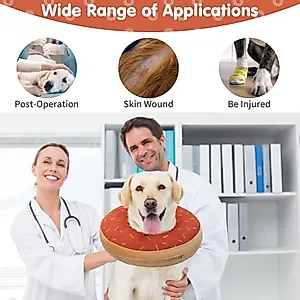 BINGPET Dog Inflatable Cone Collar, Soft Cone Collar for Dogs Cats, Washable Protective Recovery Collar for Large Medium Small Dogs, Adjustable Pet Recovery Cone After Surgery