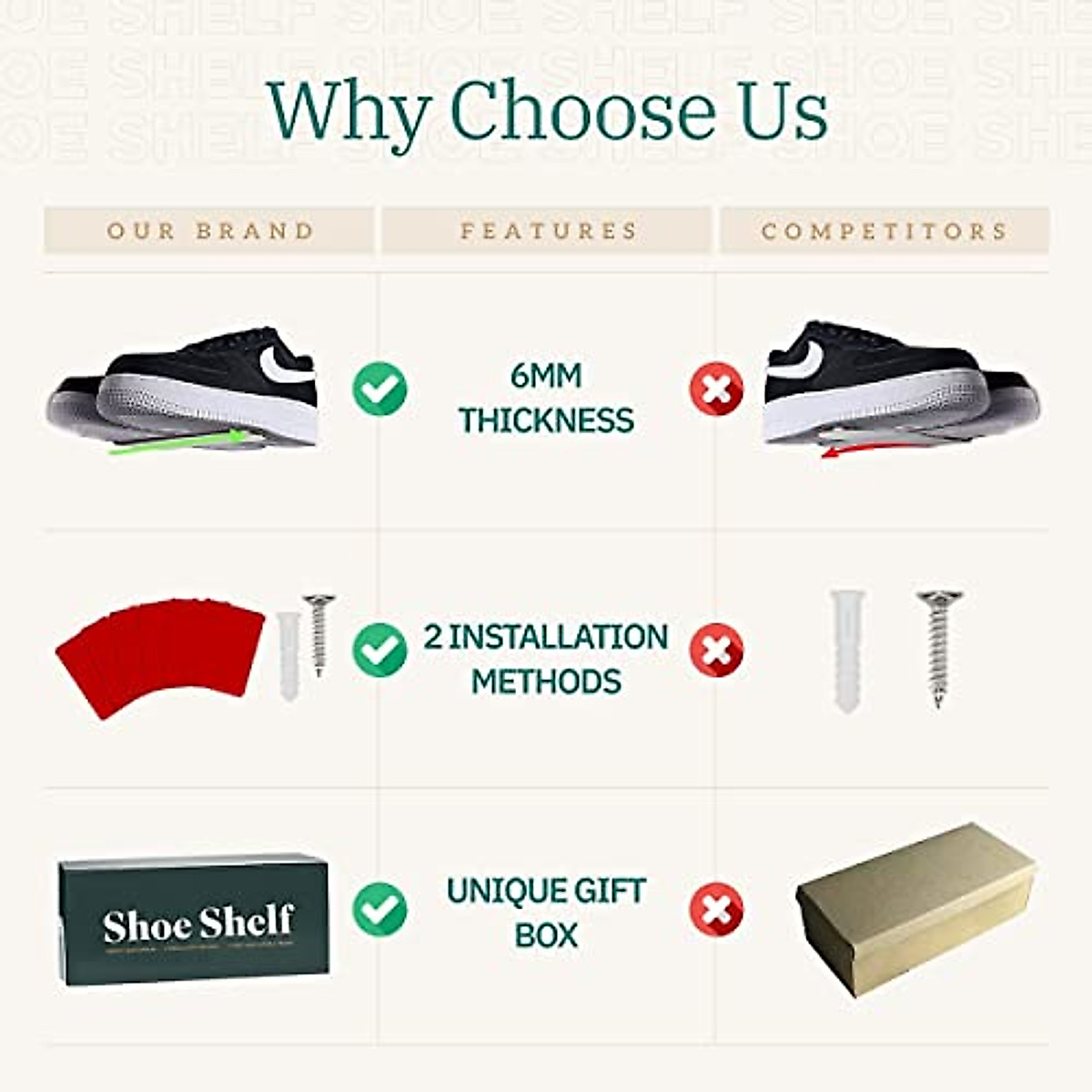 Floating Shoe Shelf For Wall - 6 Shoe Display Shelf for Wall, Floating Shoe Display Shelf for Sneakers, Shoe Shelf Wall Mount for Bedroom - Shoe Shelf Wall Mounted, Shoe Wall Shelf Display for Sneaker