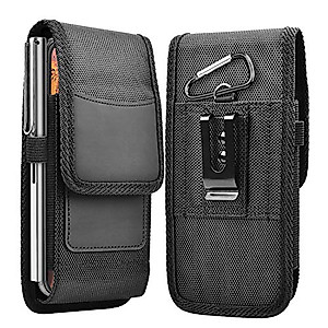 Takfox Phone Holster for Samsung Galaxy S22 Ultra S23 Plus S21 S20 S10 Note 20+,A03S A14 A53 A51 A71 A13 A02S A12 A32,G Power 2023 Nylon Cell Phone Belt Clip Holster Carrying Pouch w Card Holder,Black