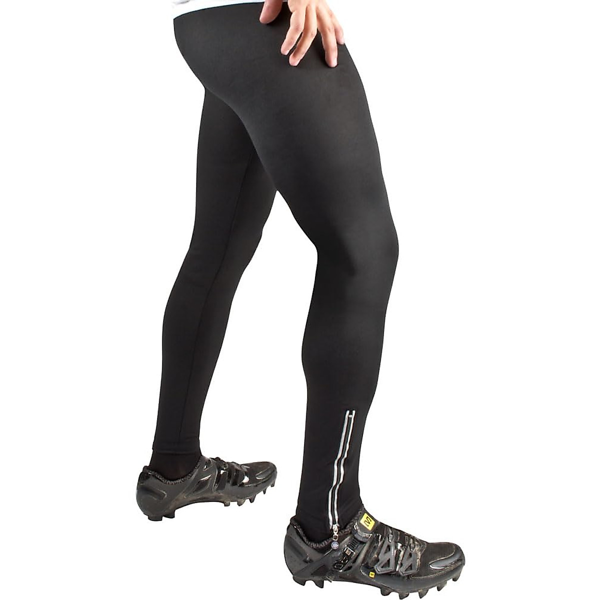 AERO|TECH|DESIGNS | Men's USA Classic Thermal Fleece Unpadded Workout Tights | Black | Tall Fit | Large