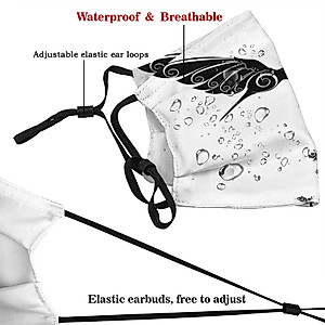 Black And White Fashion Face mask Hummingbird With Hearts Tail And Swirled Feathers Monochrome Animal,Reusable Face Mask Balaclava Washable Outdoor Nose Mouth Cover for Men Women,Black And White